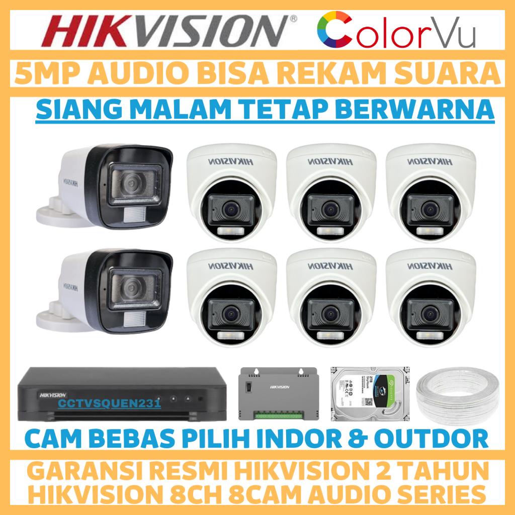 Jual PAKET CCTV HIKVISION COLORVU 5MP 8 CHANNEL 8 CAMERA AUDIO SERIES COLORFULL | Shopee Indonesia
