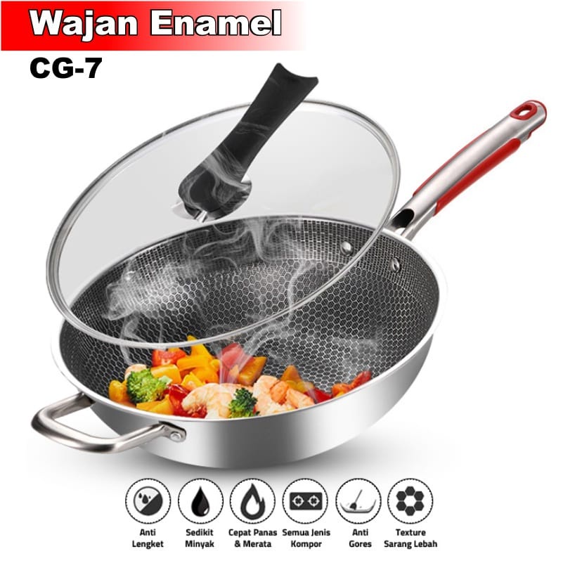 Jual MILIKI SEGERA!! Wajan Enamel Tebal CG-7 Anti Lengket Wajan Penggorengan Stainless stell ...