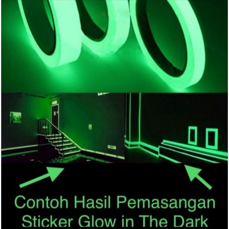 Jual LAKBAN GLOWING /STICKER GLOW IN THE DARK HIJAU TAPE 1cm/3M , 3cm ...