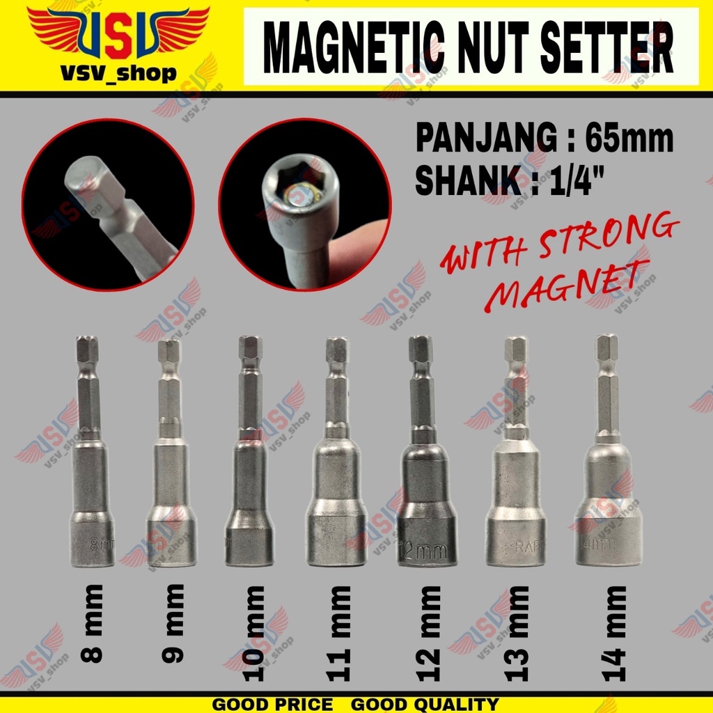 Jual Kunci Sok Magnetic Nut Setter 8-14mm Mata Bor Roofing Mata Socket ...