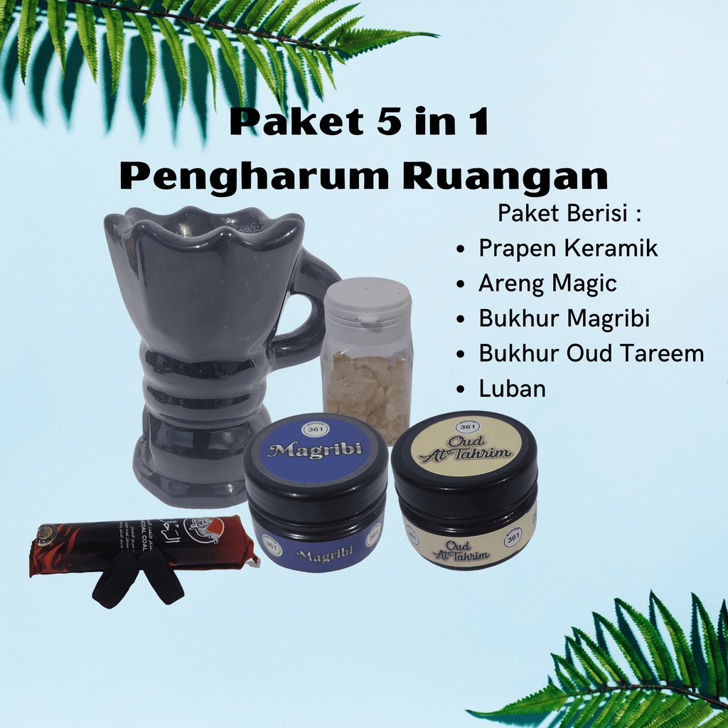 Jual Paket 5 in 1 Buhur Maghribi Buhur Oud Tareem + Luban arang magic dan wadah Buhur Keramik ...