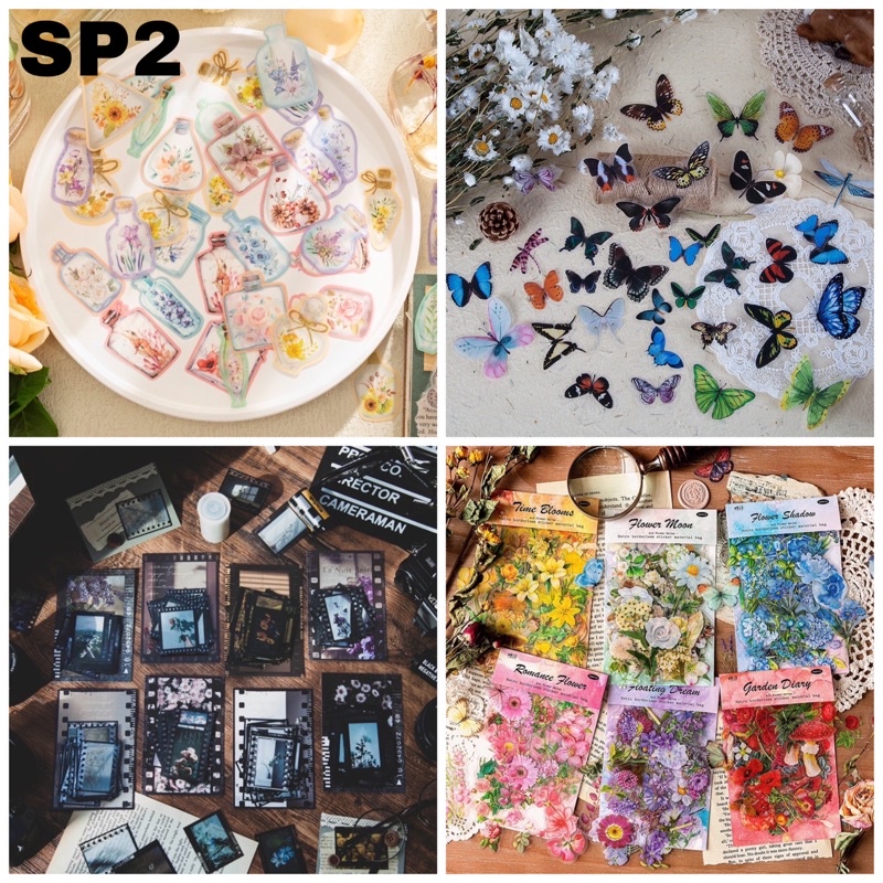 Jual 10 pc sticker bahan PET for scrapbook journal journaling ...