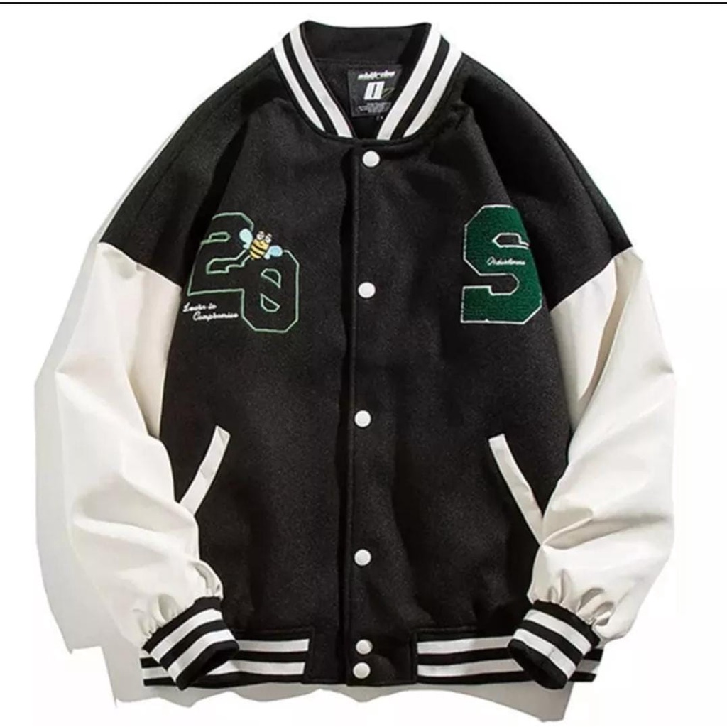 Jual Jaket Baseball Varsity Hitam Premium - Jaket Varsity Baseball Pria ...