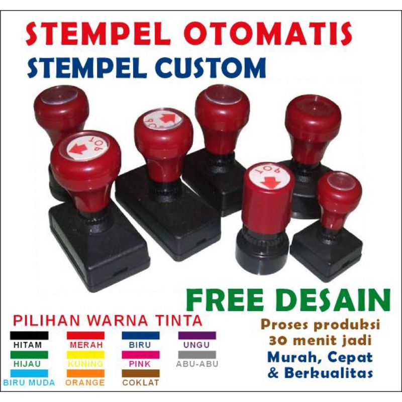 Jual stempel warna otomatis, stempel custom termurah free desain ukuran ...