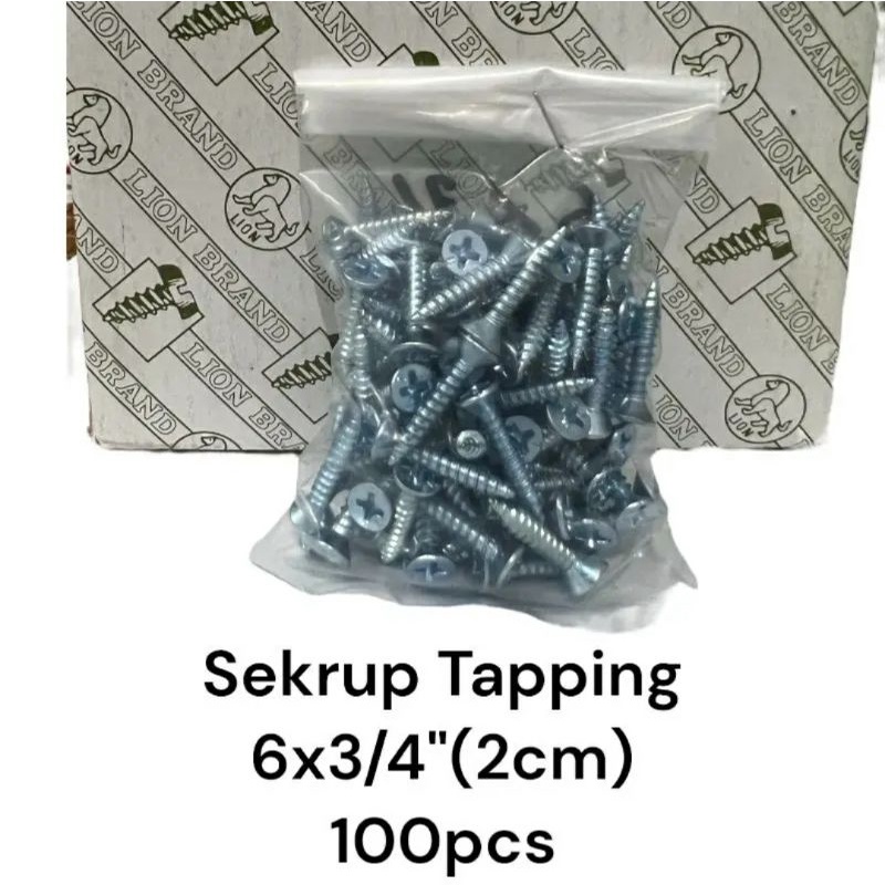 Jual Sekrup FAB 6X3/4" Inch Tapping Screw FH Flat Head Lion Brand ...