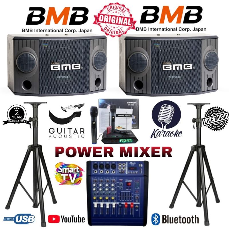 Jual Paket karaoke BMB Bass & suara terbaik pakai mixer power speaker ...