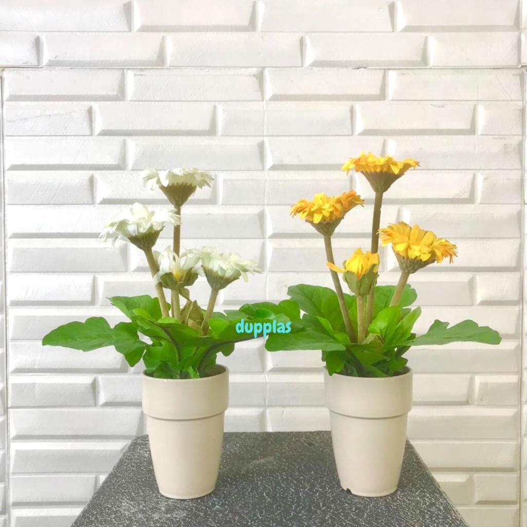 Jual Tanaman Hias Bunga Daisy Common Plastik Artificial Vas Melamine ...