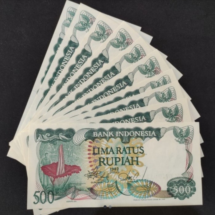 Jual Uang Kertas Kuno 500 Rupiah tahun 1982 Bunga Bangkai auar1u590 ...