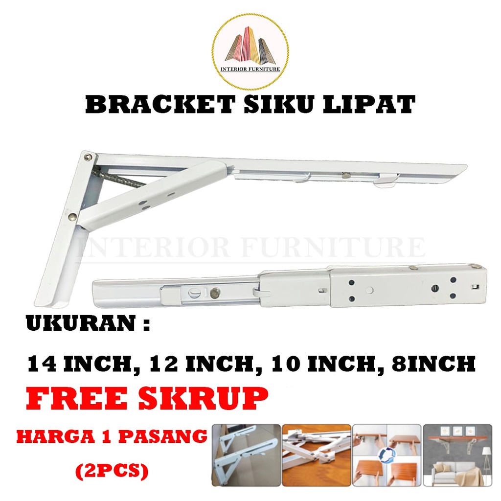 Jual Siku Meja Lipat Dinding Per Engsel Ambalan Rak Melayang 8, 10, 12 ...