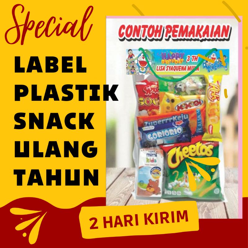Jual (MIN.30 PCS) LABEL SNACK PLASTIK ULANG TAHUN - BISA TAMBAH FOTO ...