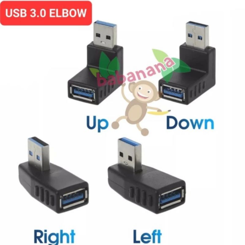 Jual USB 3.0 Elbow Direction Adapter Converter siku colokan 90 Degree ...