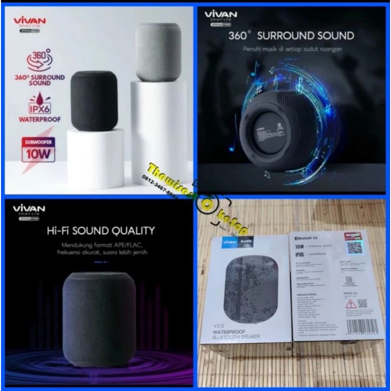 Jual Vivan VS12 Bluetooth Speaker ipx6 Hifi Portable TF Card Aux 10W ...