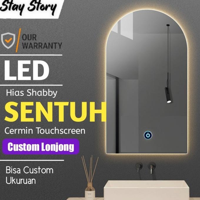 Jual Cermin Led Touch screen Dinding Wastafel Kamar Mandi Kaca Rias ...