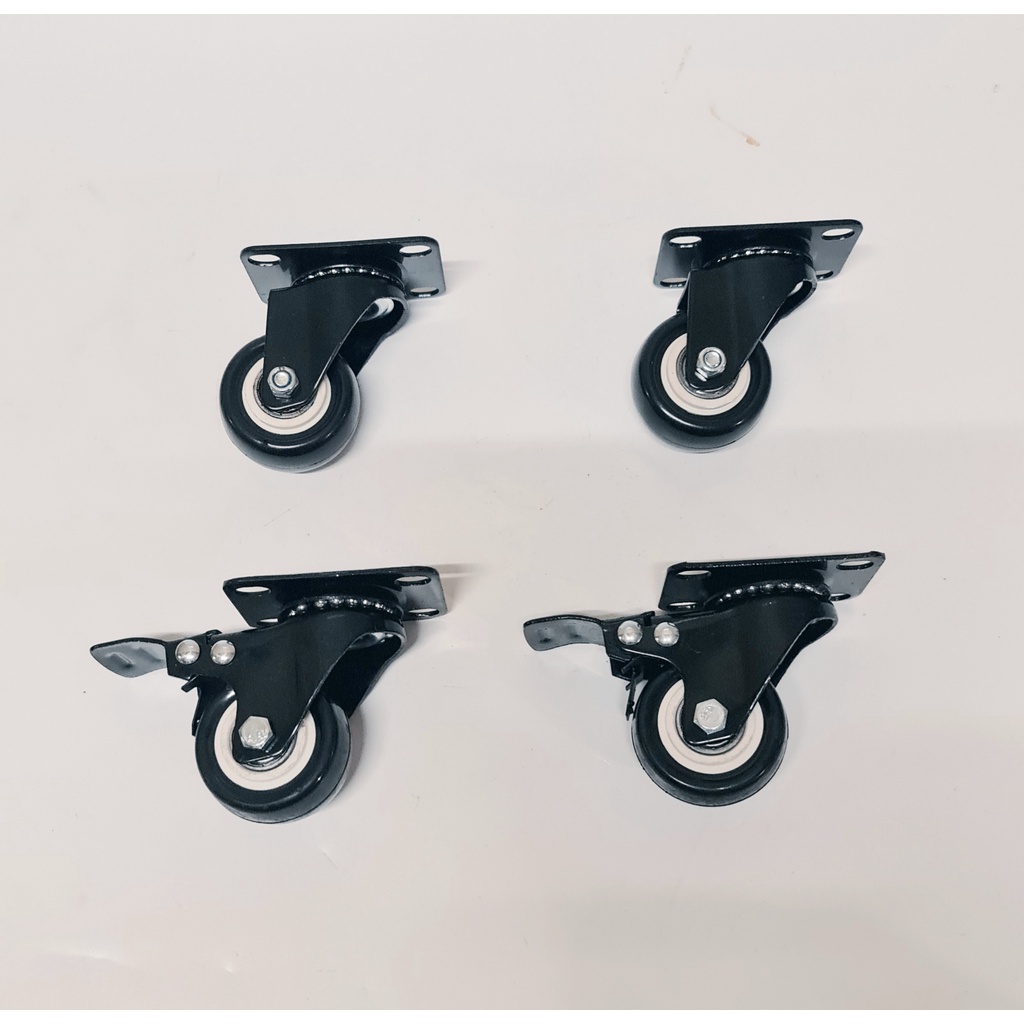 Jual Roda lemari / Rak Pu Black 1,5 inch ( 2muter+rem 2muter) | Shopee ...