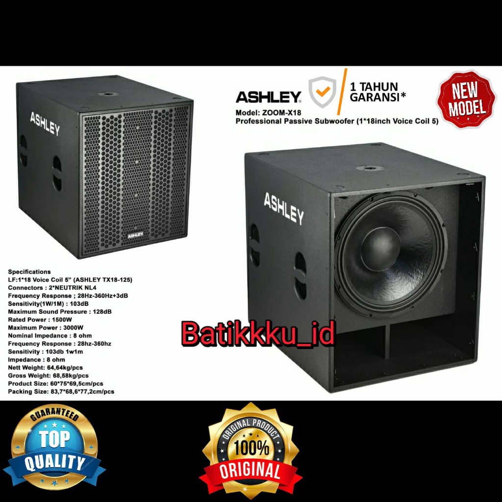 Jual SUBWOOFER PASIF ASHLEY ZOOM X18 ZOOMX18 ZOOM X 18 ORIGINAL 18 INCH VOICE COIL 5 | Shopee ...
