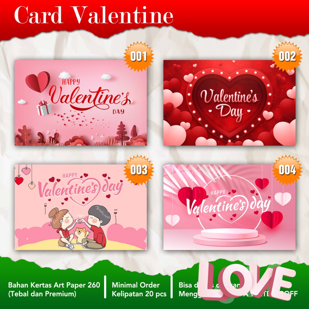Jual Greeting Card VALENTINE // Gift Card // Kartu Ucapan VALENTINE // HAPPY VALENTINE | Shopee ...