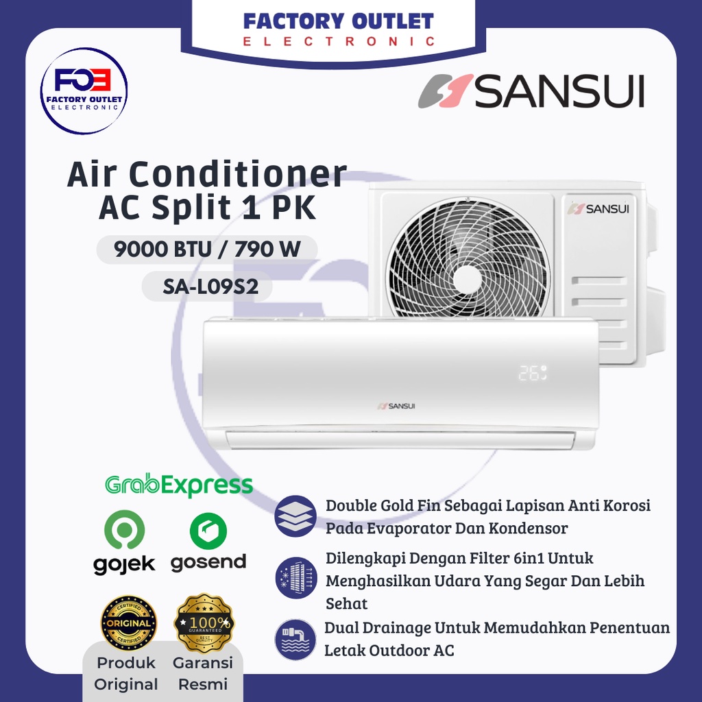 Jual SANSUI JAPAN SA-L09S2 AC 1 PK AC Split Standard White | Shopee ...