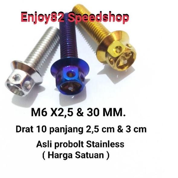 Jual SUPER MURAH - Baut Pb Probolt M6 Drat 10 Panjang 2,5 Cm & 3 Cm stainles stel Harga satuan ...