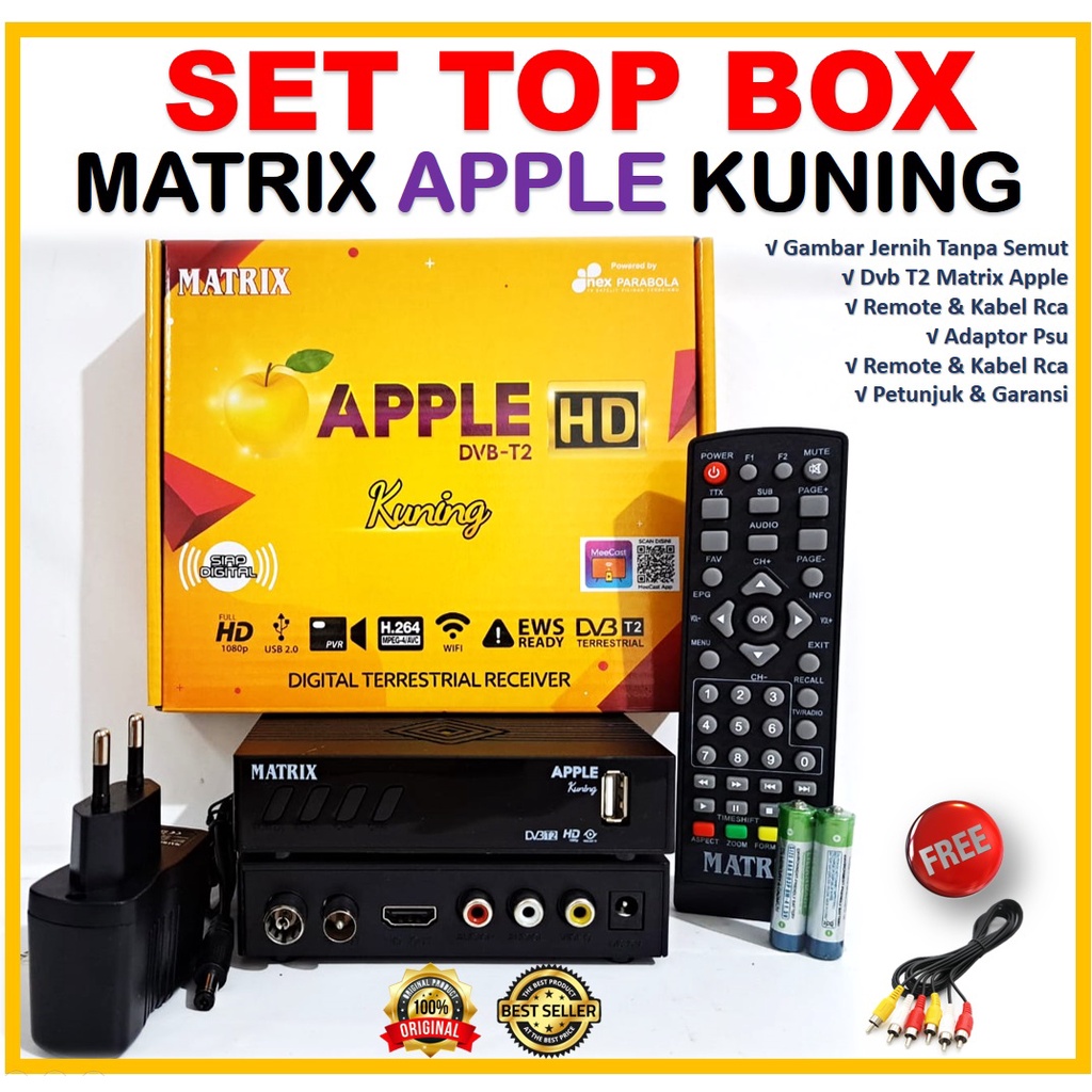 Jual Set Top Box Matrix Apple KUNING DVB T2 Setopbox Digital TV Receiver Digital (K U N I N G ...