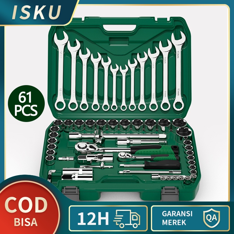 Jual Isku Tool Kit Set Kunci Shock Set 61pcs 72/24gigi Kunci Pas ...