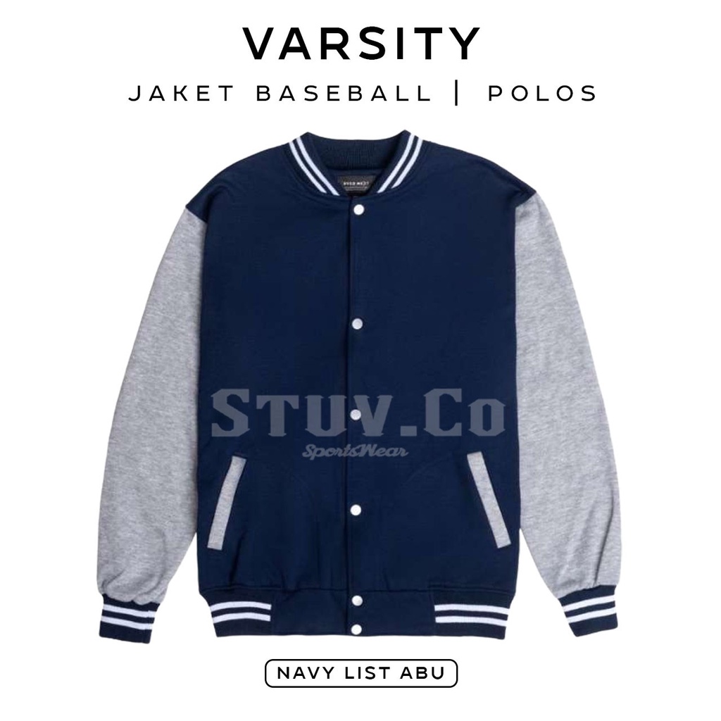 Jual JAKET BASEBALL VARSITY ABU LIST NAVY KEREN MURAH PRIA WANITA ...