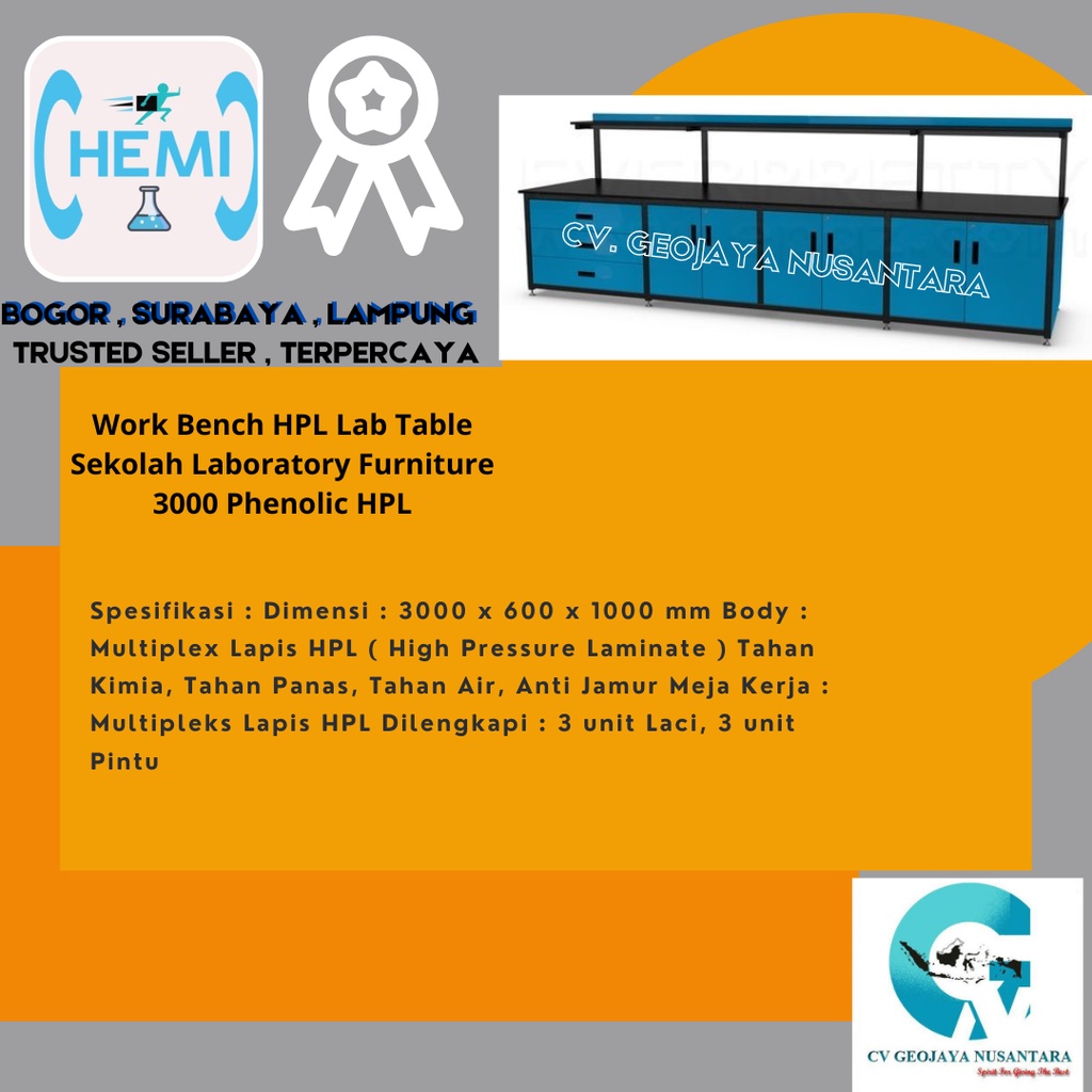 Jual Work Bench HPL Lab Table Sekolah Laboratory Furniture 3000 ...