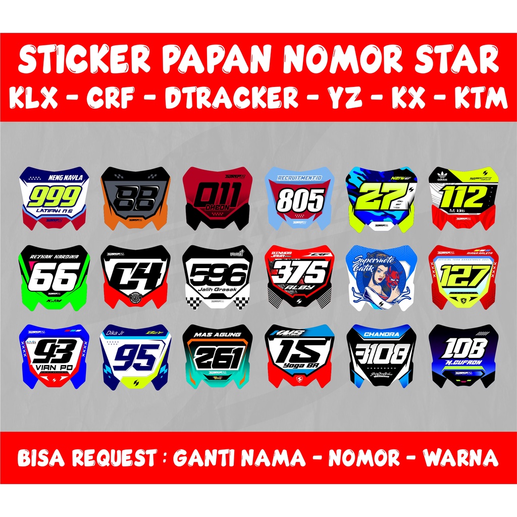 Jual STICKER PAPAN NOMOR STAR / PAPAN STAR / STICKER NOMOR STAR / KLX ...