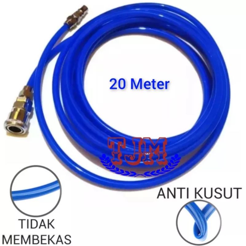 Jual Selang Angin Panjang 20 Meter PU Hose 8 x 5mm Plus Sambungan ...