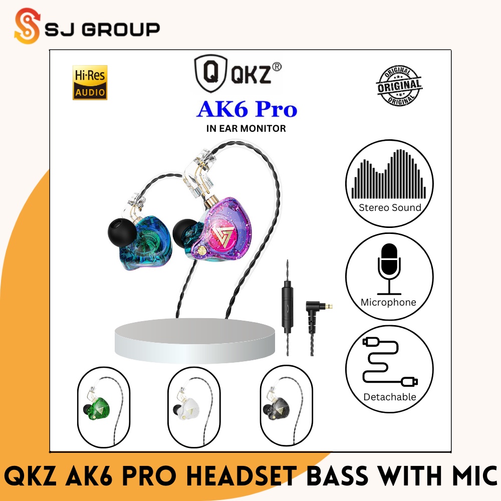Jual QKZ AK6 Pro Detachable Cable Sport Earphone with Mic Headset Bass ...