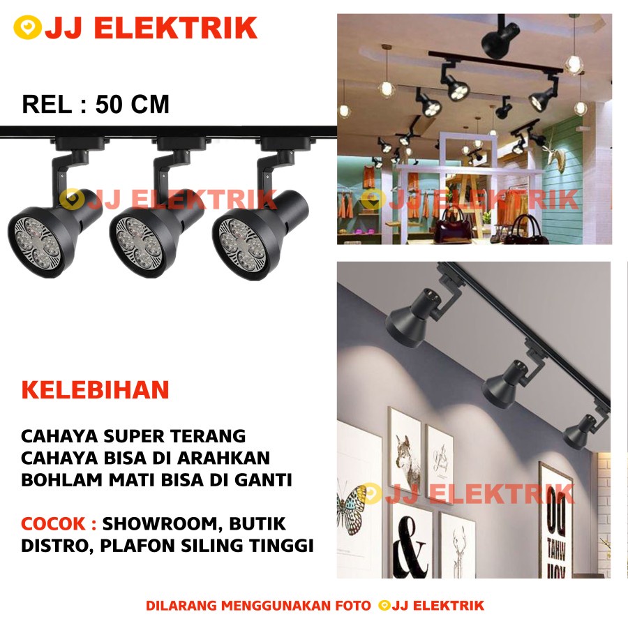 Jual Set 3 Lampu Sorot Rel 50CM Track Light 15W 35W 45W Hitam Putih - LED Spotlight Rumah, Toko ...