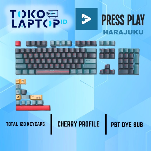 Jual Press Play Harajuku PBT Dye Sub Keycap Set Japanese Root Keyboard ...