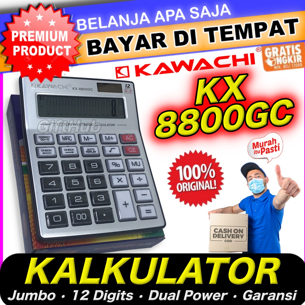 Jual [COD] Kawachi Kalkulator Jumbo Calc Electronic Calculator Elektrik ...