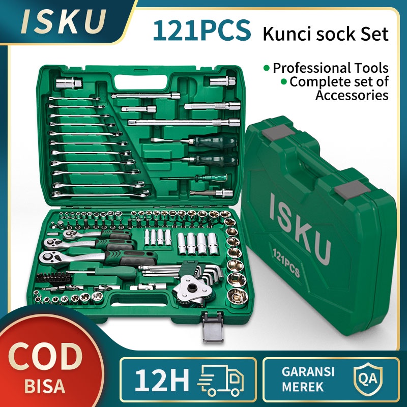 Jual ISKU Kunci shock set lengkap 121pcs 72 gigi kunci ratchet 1/2 1/4 ...