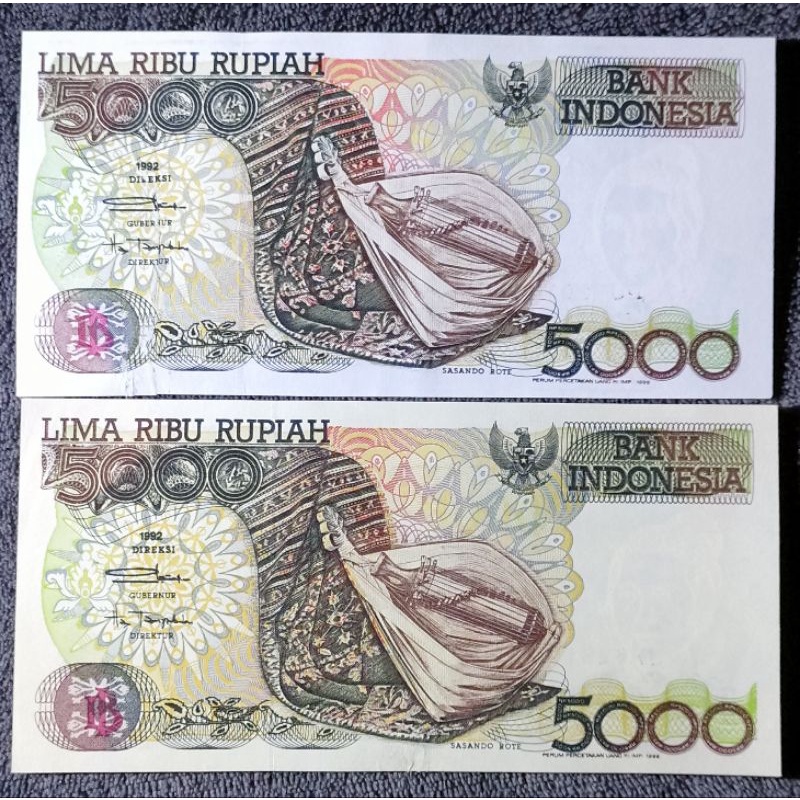 Jual Uang Kuno 5000 Rupiah Sasando 1992 Murah(2 Lembar) | Shopee Indonesia