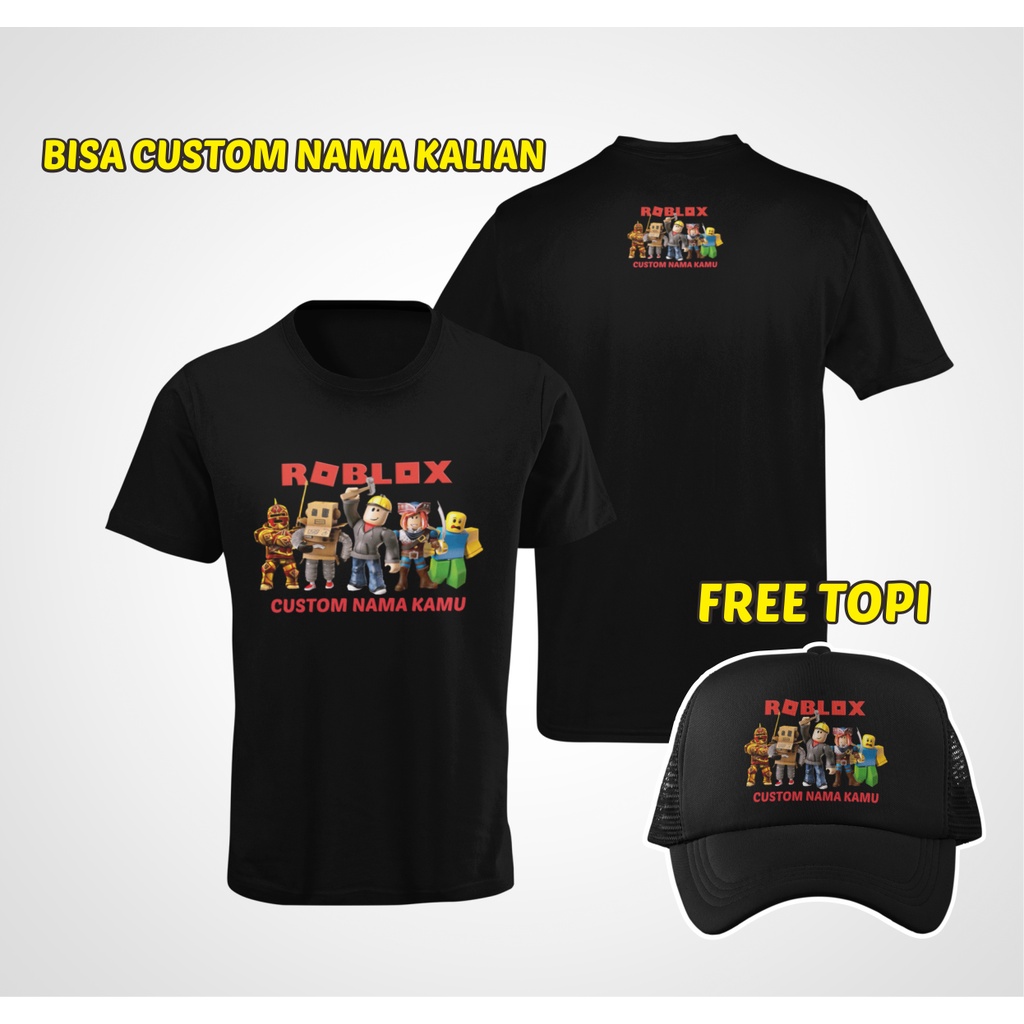 Jual BA120 Kaos Gratis Topi Roblox Custom Nama Ukuran Anak Sampai ...