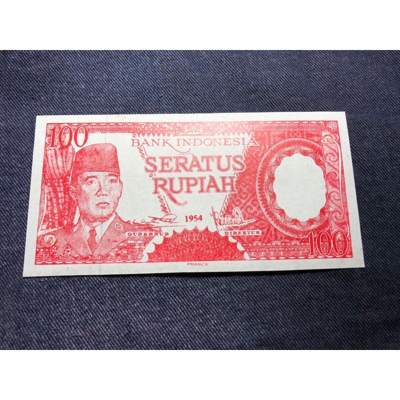 Jual Uang Soekarno 1954 Merah 100 Rupiah Solid 777777 | Shopee Indonesia