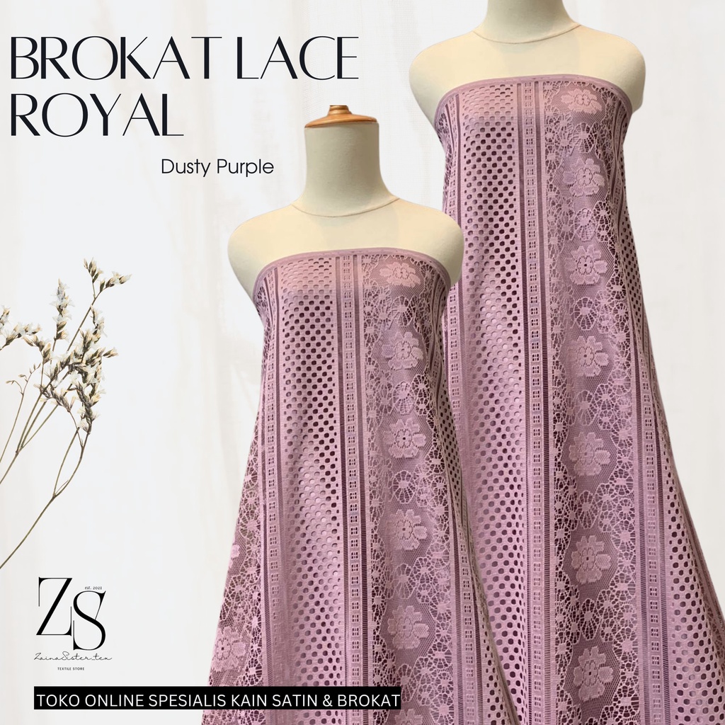 Jual Bahan Kain Brokat Lace Vintage Royal Motif Bunga Warna Dusty ...