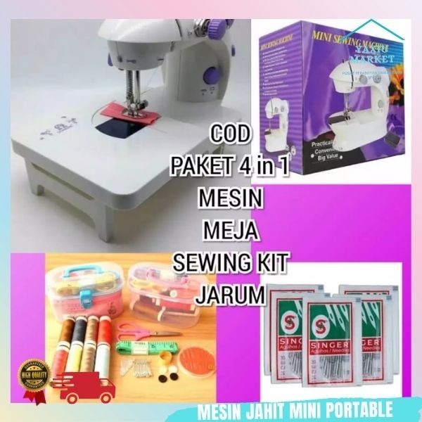 Jual Paket 4In1 Mesin Jahit Mini Portable+Meja+Sewing Kit Free Jarum ...