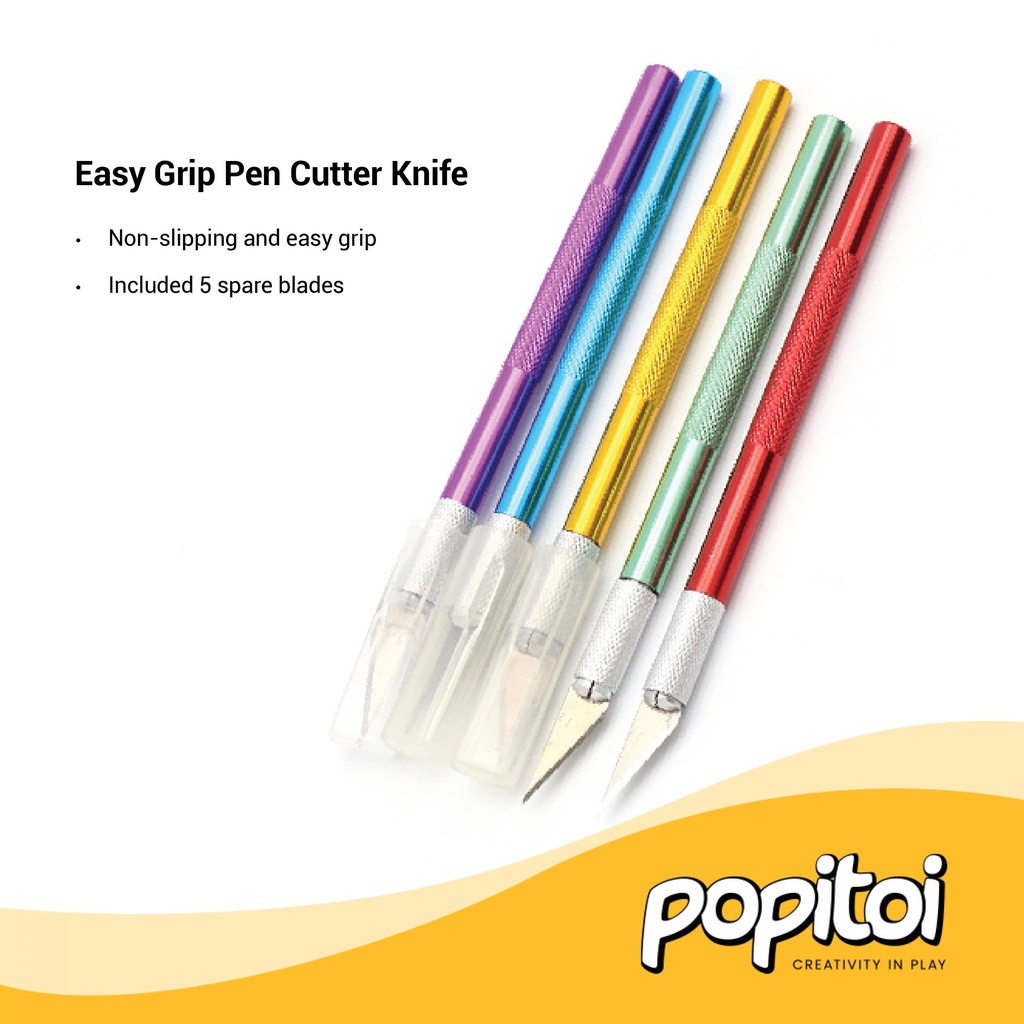 Jual Easy Grip Hobby Cutting Craft Pen Cutter Art Knife (w/ 5 Spare ...