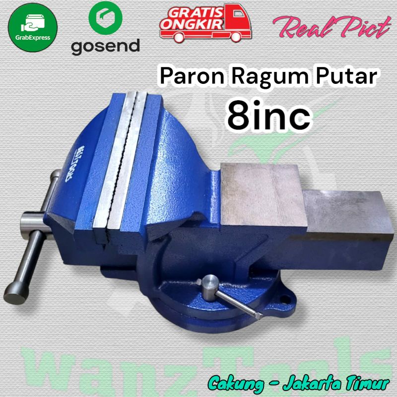 Jual Catok Paron Ragum Meja Putar 8 inch / Bench Vise Besi 8 inc ...