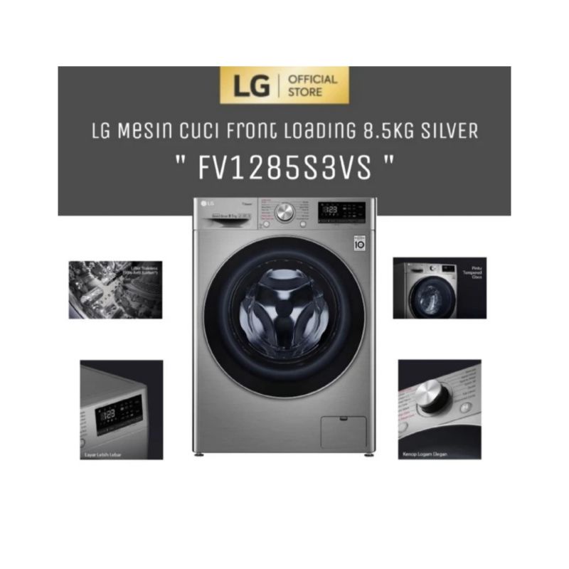 Jual Kargo Mesin Cuci Front Loading LG FV1285S3VS 8,5Kg Smart Inverter ...
