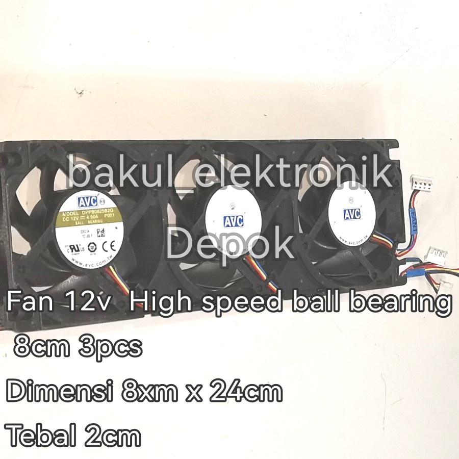 Jual fan 8cm 12v high speed 3 fan silent | Shopee Indonesia