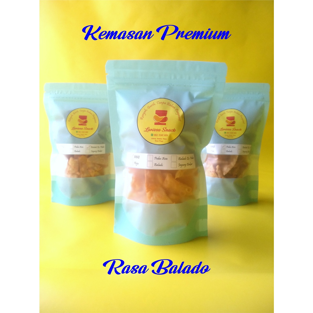 Jual Larissa Snacks Keripik Pangsit Rasa Balado Kemasan Premium 80gr ...