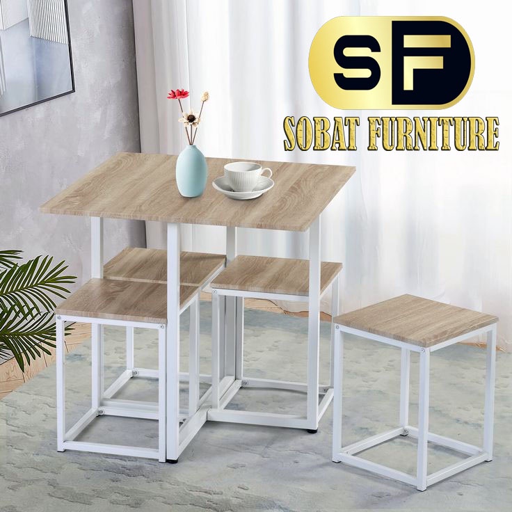 Jual Set Meja Cafe Minimalis Besi dan Kayu - Meja Makan scandinavian ...