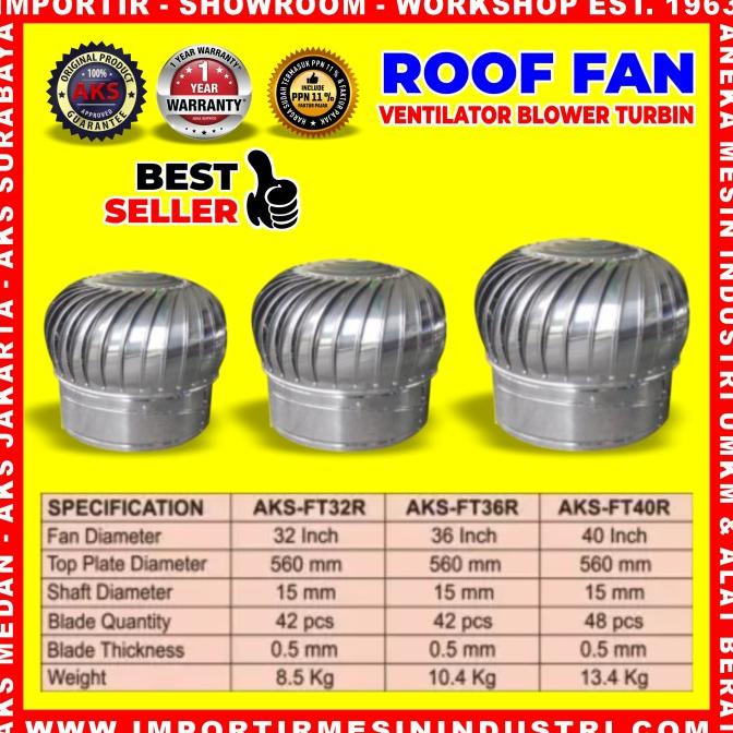 Jual Kipas Turbin Ventilator 40" Atap Rumah Pabrik 48 Sirip - Ft40R ...