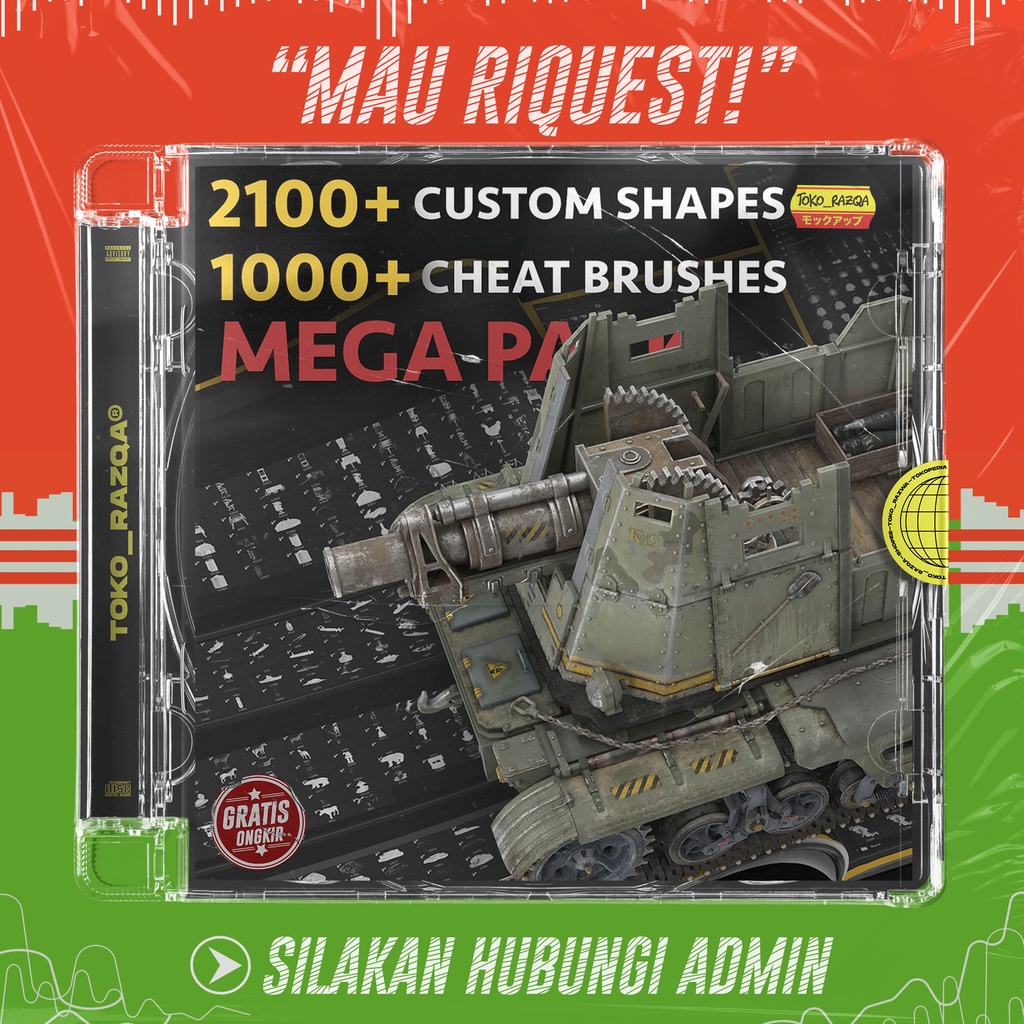 Jual 2100+ Custom shapes + 1000+ Cheat brushes Mega pack For Photoshop ...