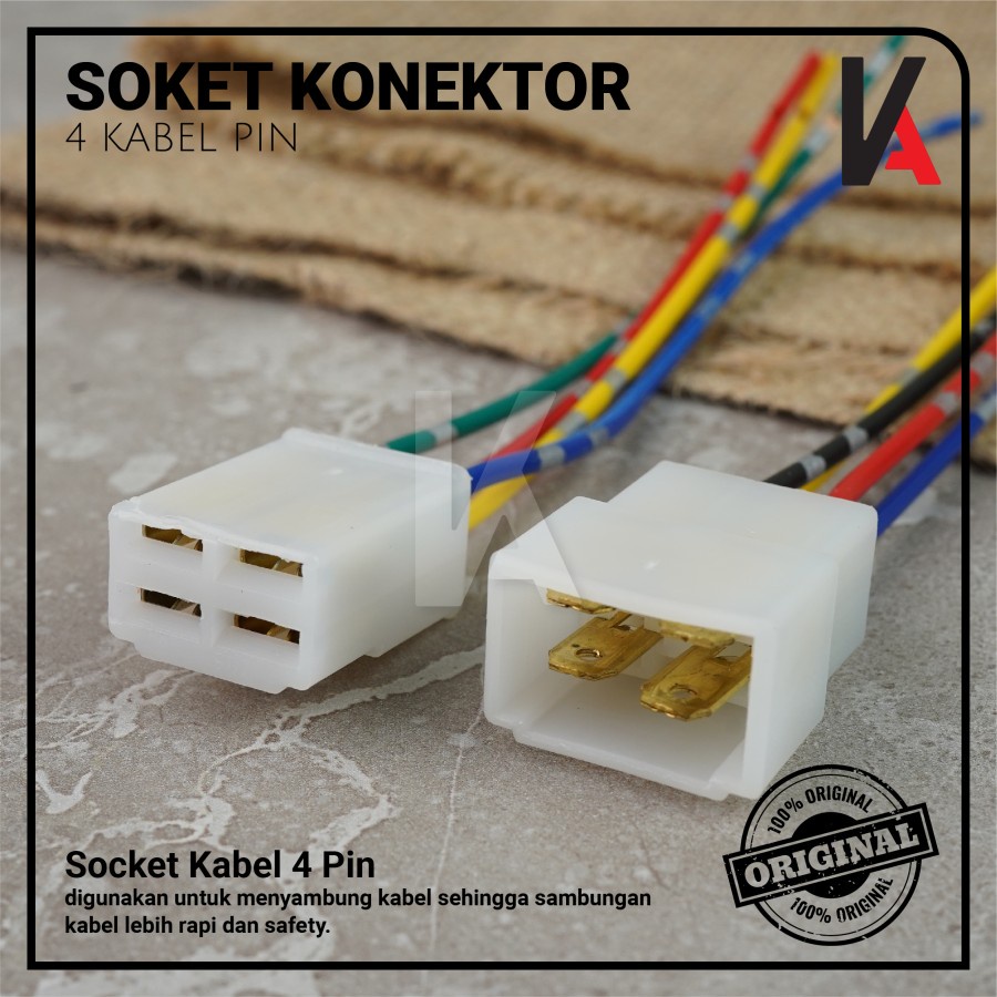 Jual Soket Konektor Kabel 4 Pin Besar / Socket Sambung Mobil Motor ...