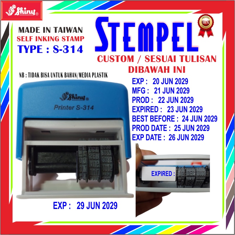 Jual STEMPEL SHINY S-314 KODE PRODUKSI TANGGAL EXP DATE EXPIRED ...
