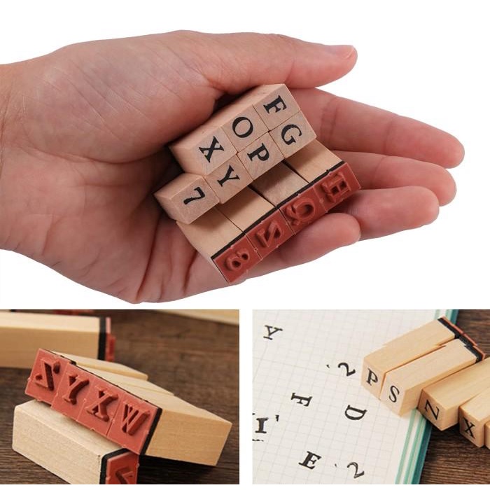 Jual Alphabet Stamp Set Stempel Huruf Alfabet Stempel Cap Kayu Karet ...