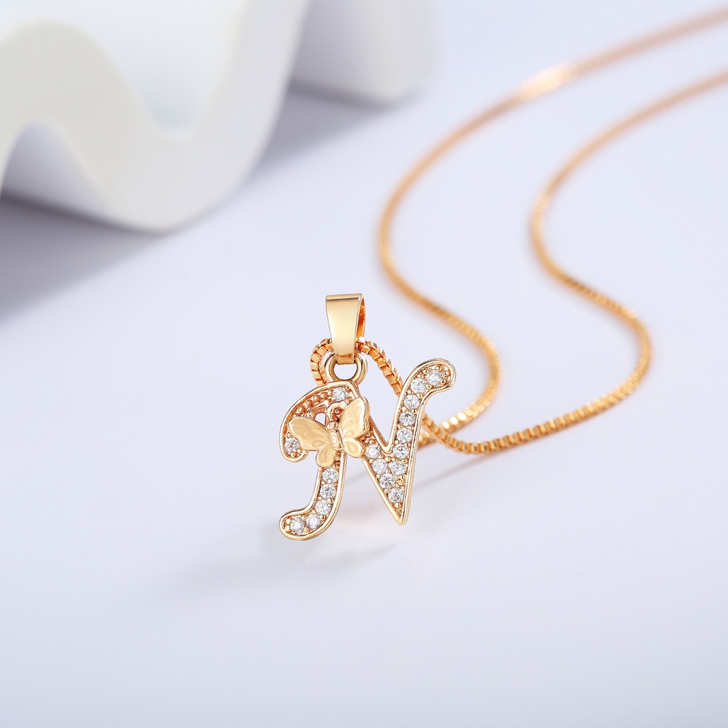 Jual Y929 [COD ]Kalung Emas 18k Dengan Liontin Inisial Alfabet Bahan ...
